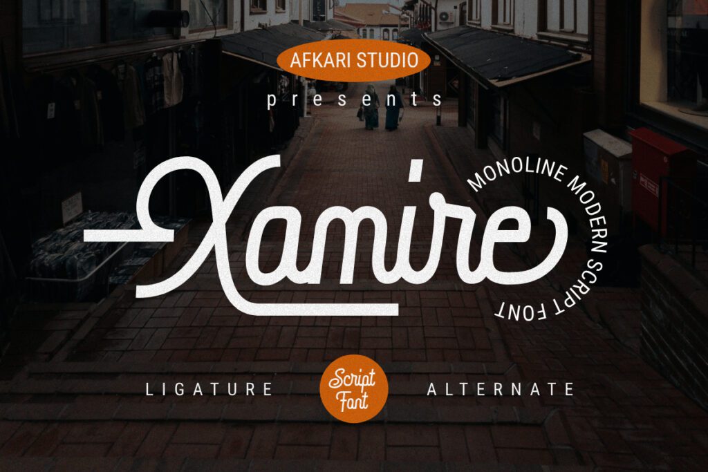 Xamire - Monoline Modern Script Font | Afkari Studio Professional Font ...