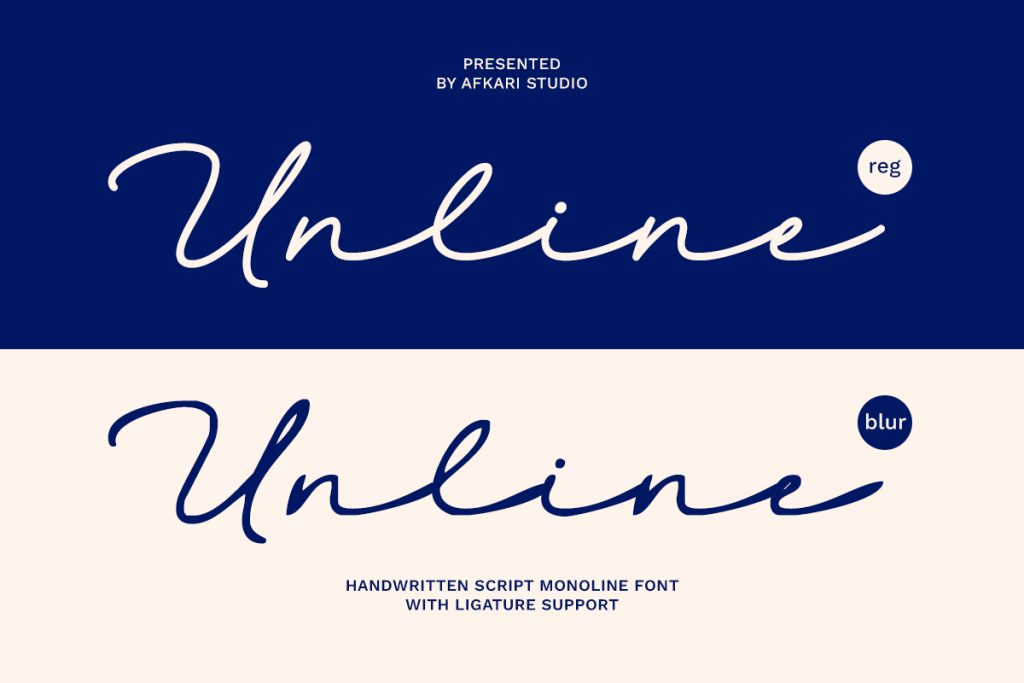 Unline - Handwritten Script Monoline Font | Afkari Studio Professional ...