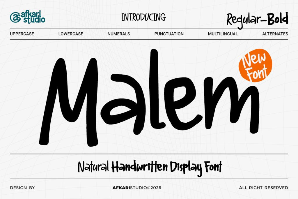 Malem - Natural Handwritten Display Font | Afkari Studio Professional ...