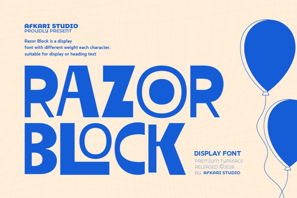 Razor Block – Unique Display Font with Mixed Weight Characters | Afkari ...