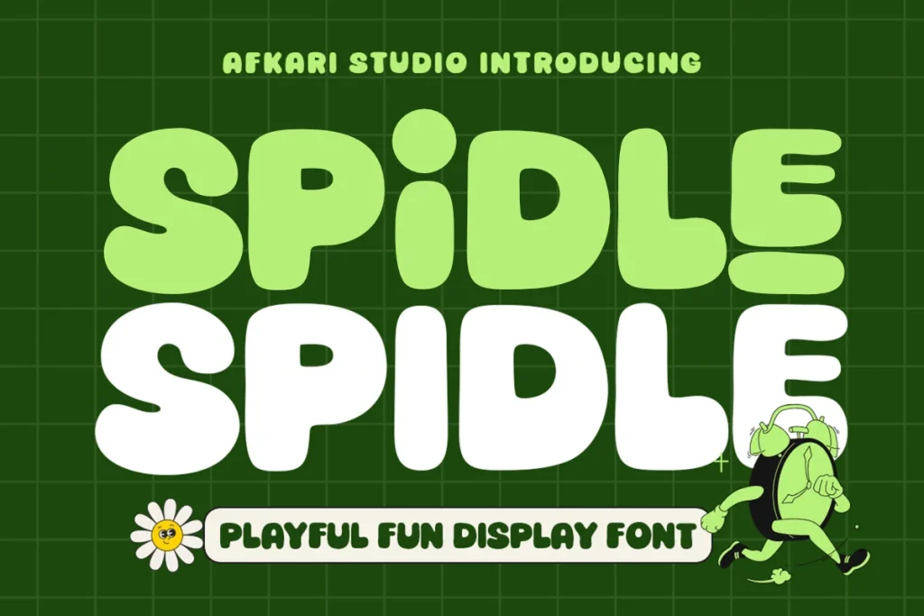 Spidle - Playful Fun Display Font | Afkari Studio Professional Font ...